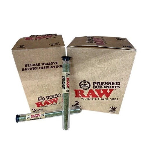 RAW Rolling Papers KING SIZE PRESSED BUD WRAP CONES ONE TUBE/ 2 Pre ...