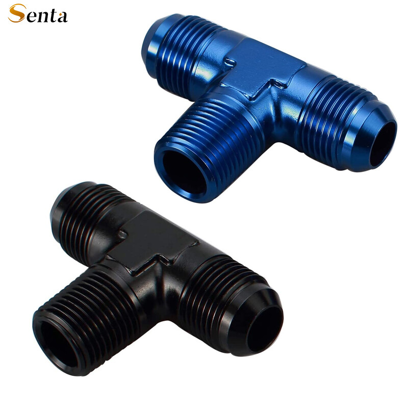 AN4 AN6 AN8 AN10 Male To NPT Male Aluminum Tee T-piece Fitting Adapter ...
