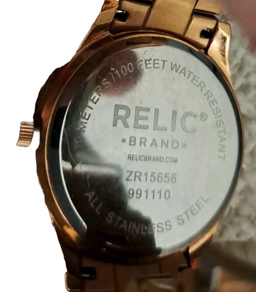 Relic Men's 8" Rose Gold Watch Black Dial New Battery | eBay