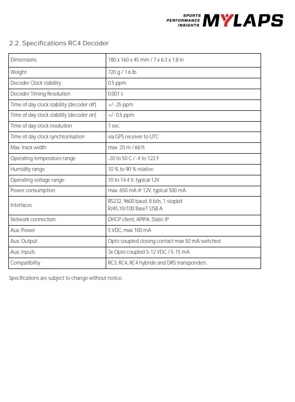 Mylaps RC4 Decoder inkl. Kabel u. Netzteil 12/220V -- NEU -- inkl. RCM ...