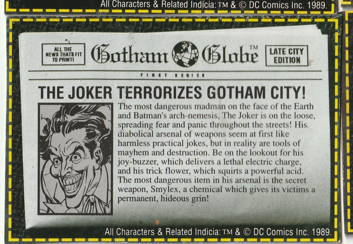 1989 DC Comics Gotham Globe Cardboard Cut Outs from Packages Choice of ...