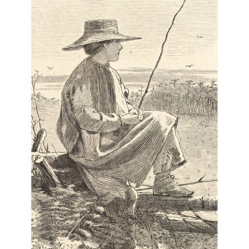 Homer Watching Crows Woman Sitting 1868 Drawing Canvas Wall Art Print ...