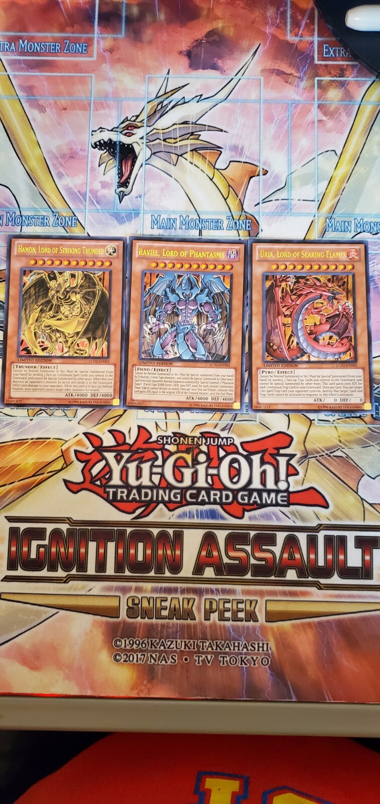 Yugioh Uria, Hamon, Raviel LC02-EN001 - 003 Ultra Rare Sacred Beast Set ...