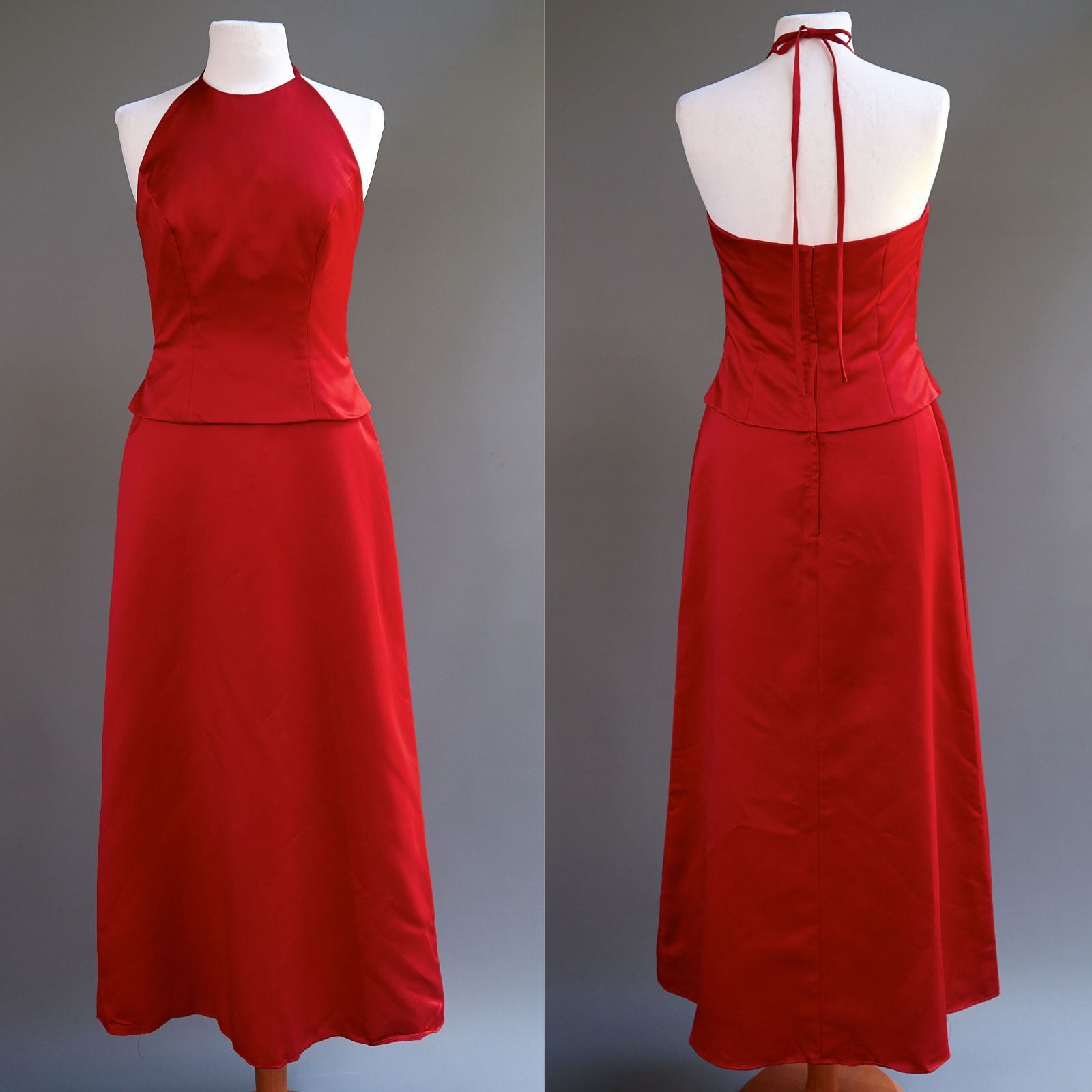 Alfred Angelo Cherry Red Satin Long Gown Formal Dress… - Gem