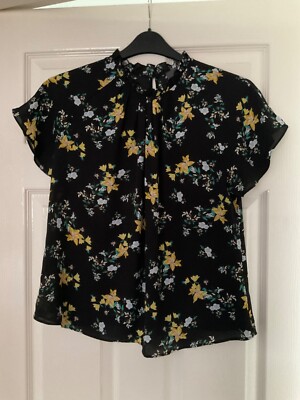 LADIES PRIMARK T-SHIRT SIZE 12. Black with flowers. Hardly worn. | eBay