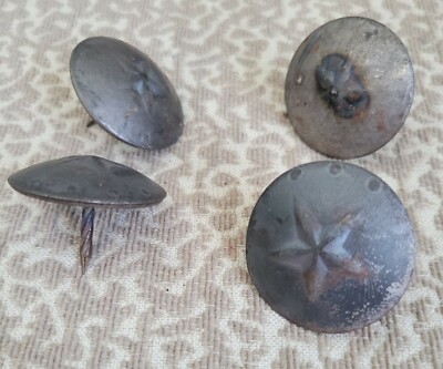 4 DECORATIVE STAR NAILS CLAVOS HAND FORGED METAL TACKS 1.5