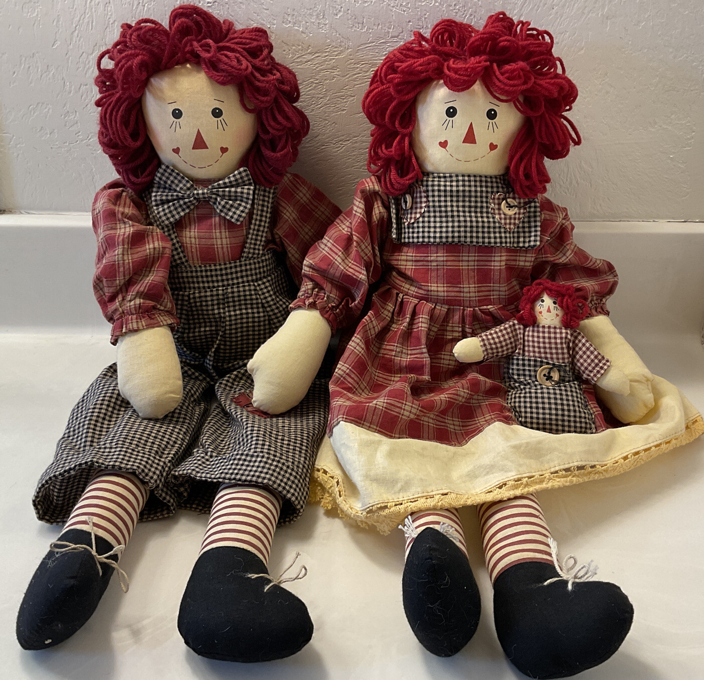 Large Vintage 21" Raggedy Ann & Raggedy Andy Dolls PAIR | eBay