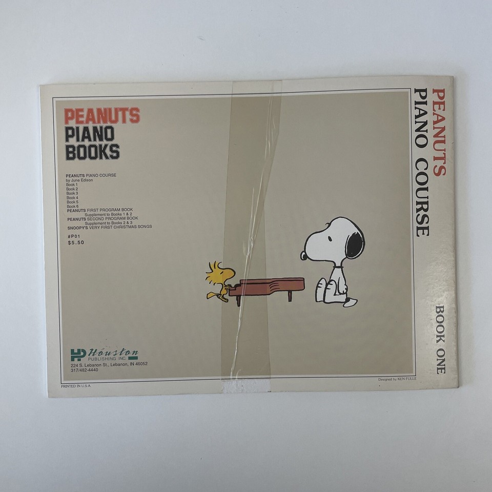 Peanuts Piano Course Book One by June Edison - 1989 Vintage Snoopy ...