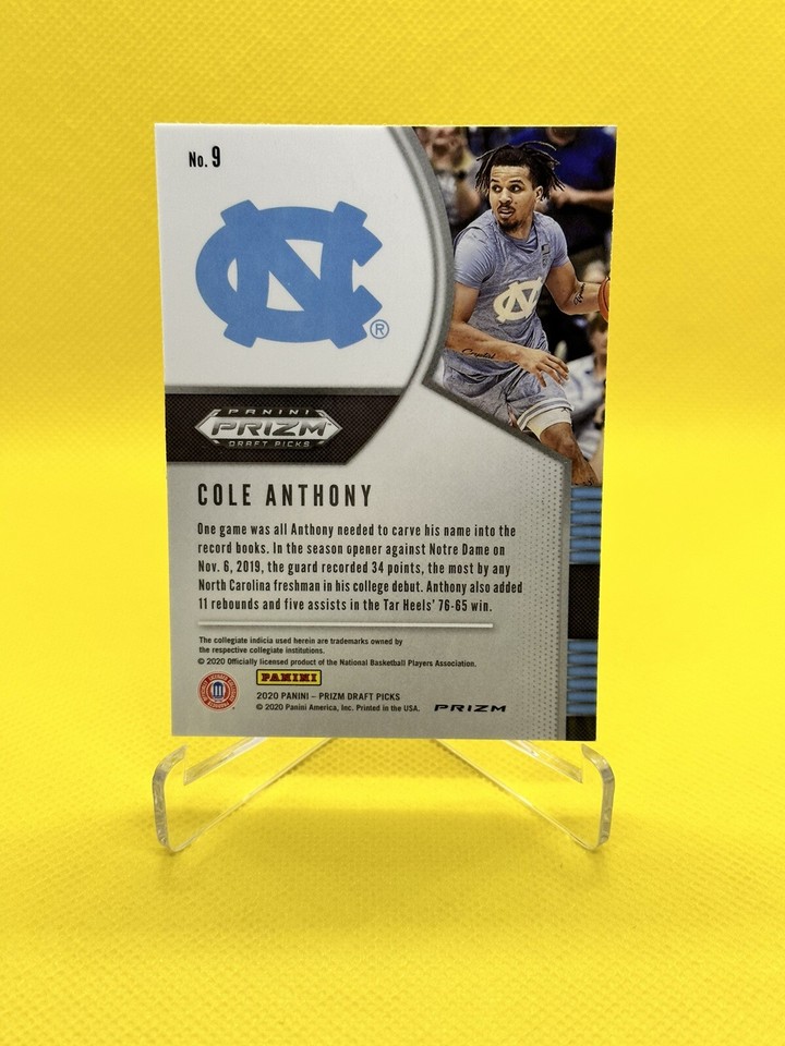 2020-21 Panini Prizm Draft Picks Cole Anthony Base RC Rookie #9 Orlando ...