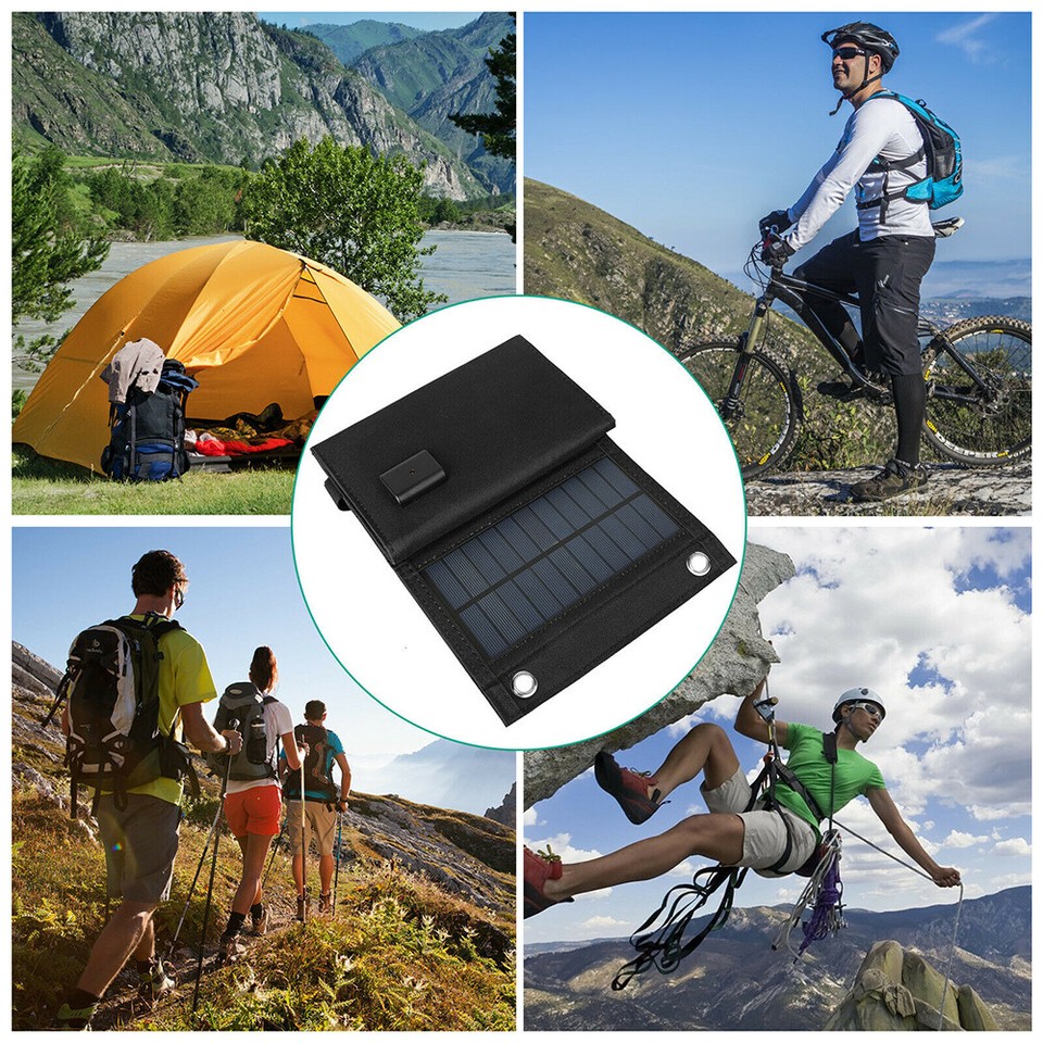100W USB Solar Panel Folding Power Bank Outdoor Camping Hiking Phone ...
