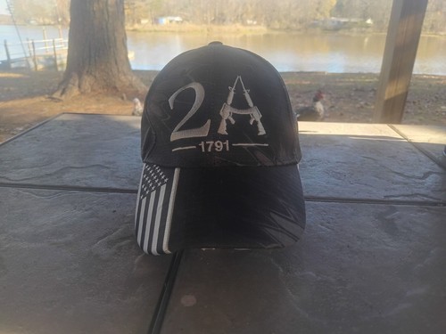 2A 2nd Amendment 1791 USA Flag On Bill Embroidered Black White Cap Hat ...