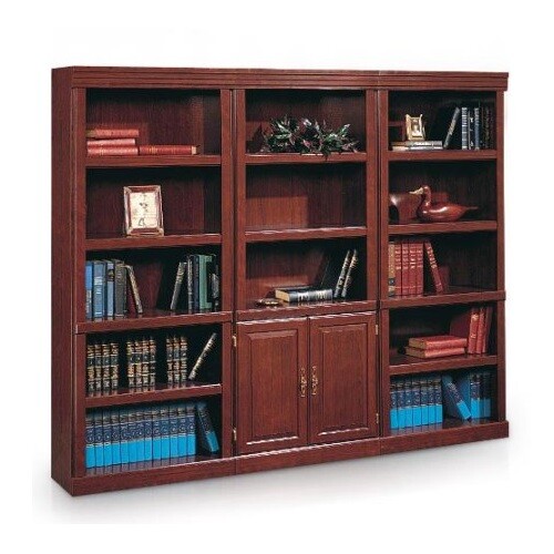 Cherry Finish 5 Shelf Bookcase Wooden Bookshelf Adjustable Shelves ...