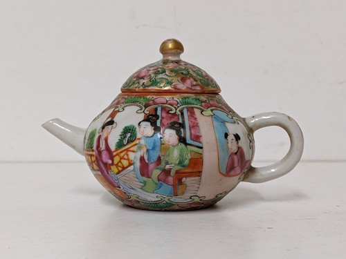 ANTIQUE CHINESE PORCELAIN FAMILLE ROSE CANTON ENAMEL MANDARIN MINIATURE ...