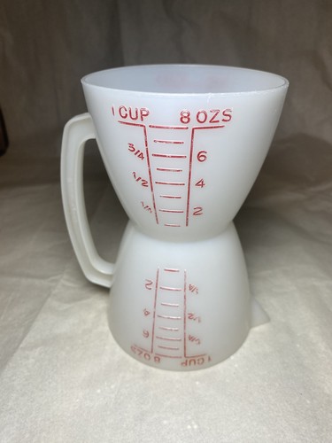 Tupperware Double 2 In 1 Wet & Dry Measuring Cup Vintage Red Lettering ...
