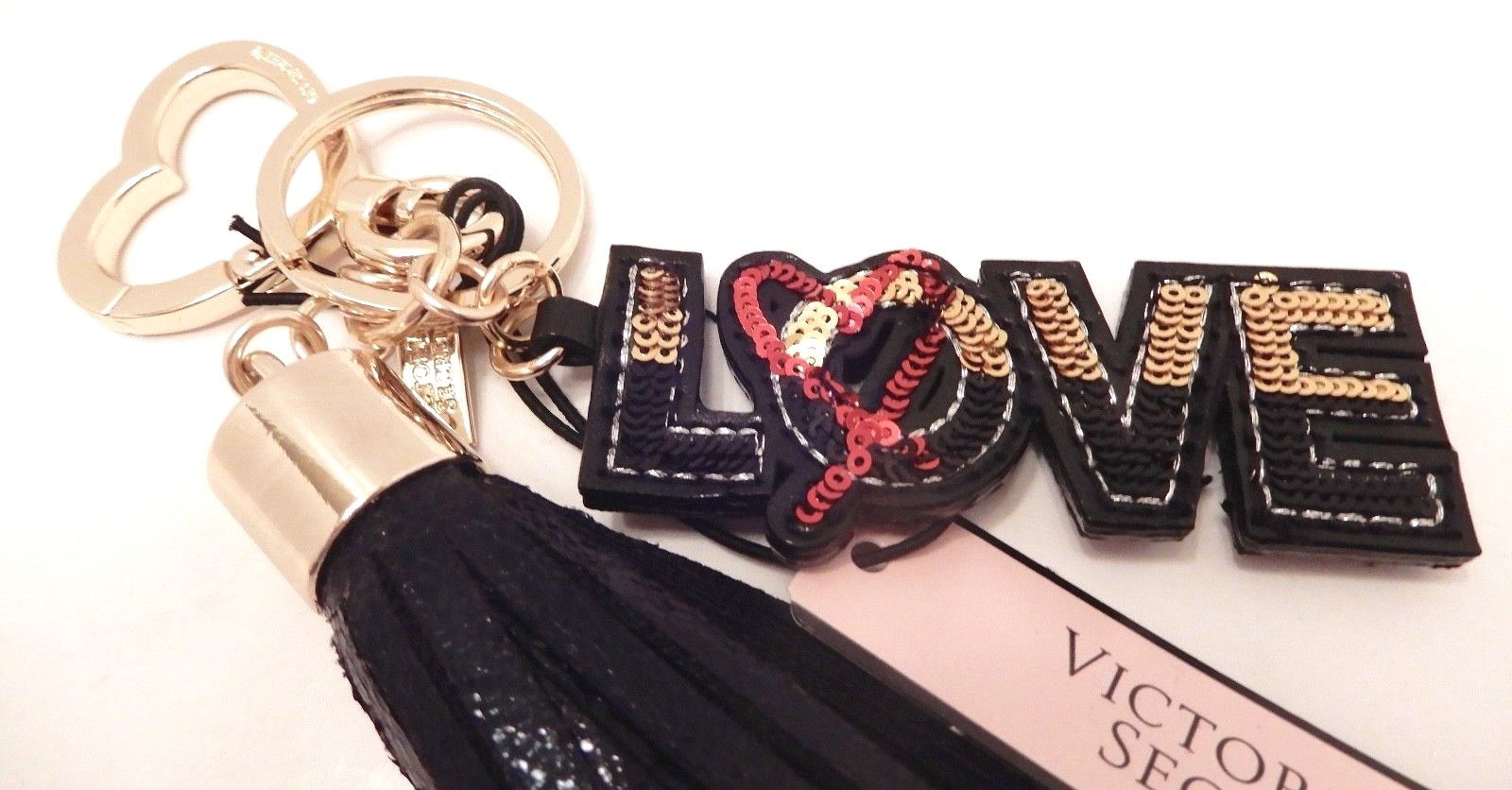 VICTORIA'S SECRET RUNWAY PATCH TASSEL LOVE KEYCHAIN NEW! | eBay