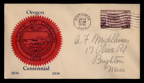 DR WHO 1936 FDC OREGON TERRITORY CENTENNIAL CACHET ASTORIA OR k72886 | eBay