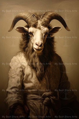 VICTORIAN RAM ART PRINT, Fantasy Sheep Poster, Gothic Animal Home Decor ...