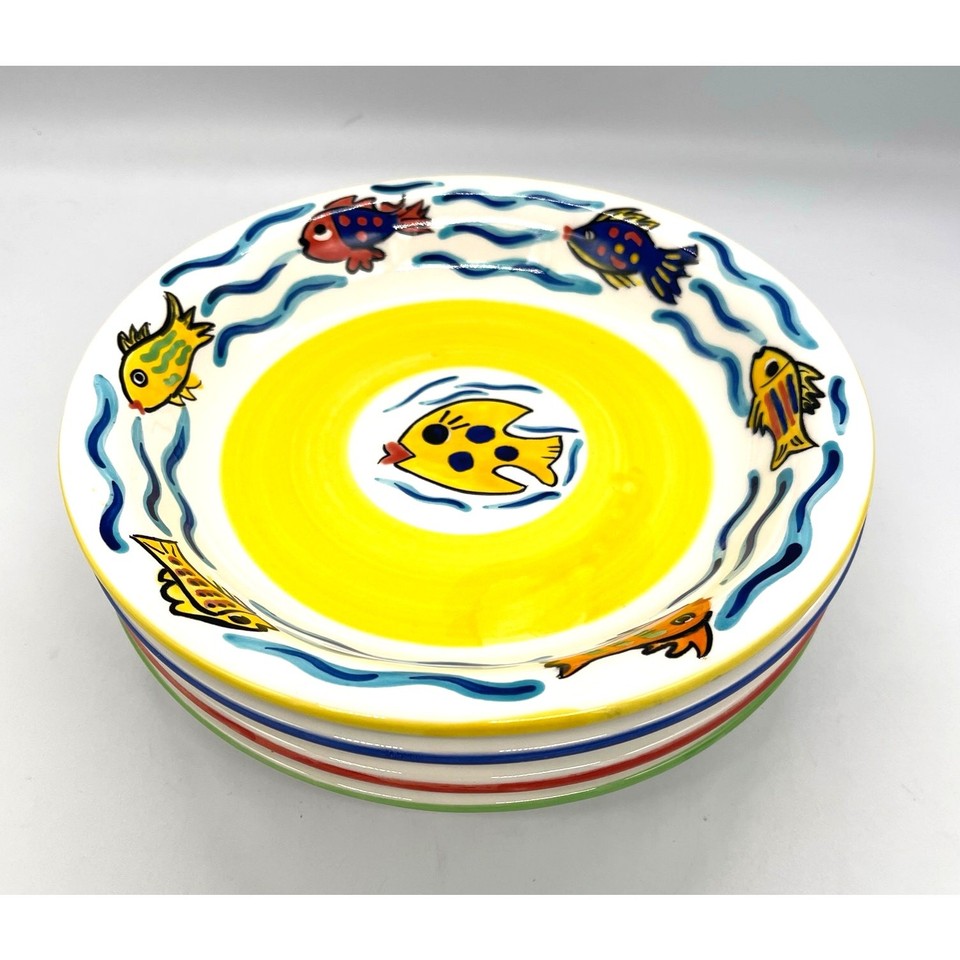 Les Tropiques by Strata Group Set of 4 Pasta Bowls 9" Hand Painted ...
