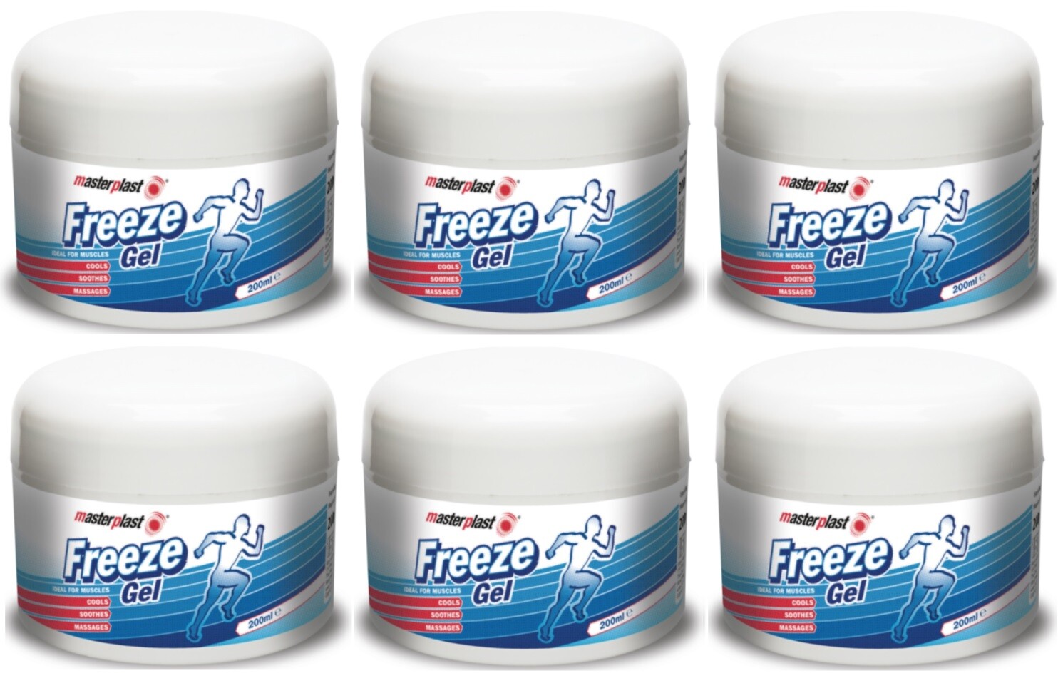 6 Masterplast Freeze Gel Tub Soothes Cools Massages Aching Muscles ...