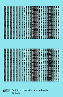 K4 HO Scale Decals EMD Locomotive Number Board Numbers White Black ...