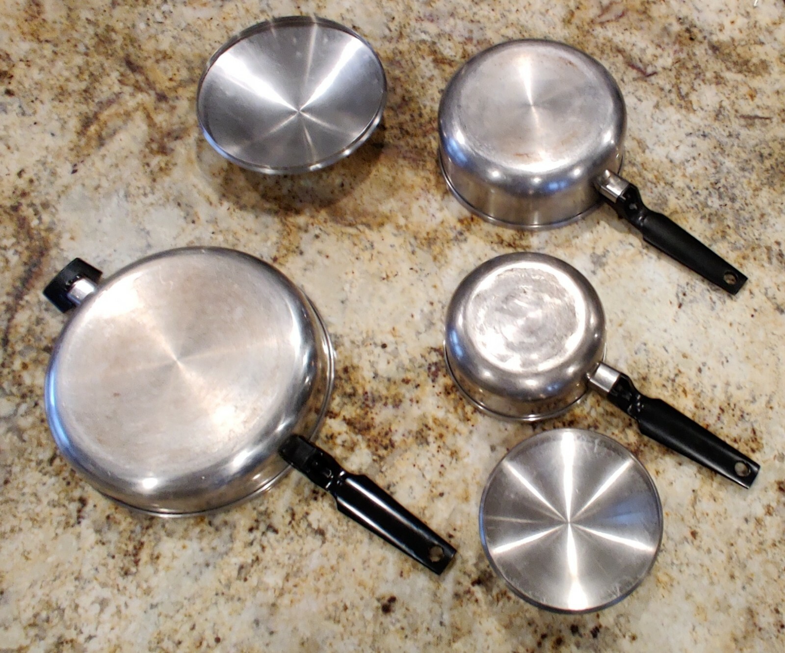 West Bend 5 Piece Cookware Set Stainless Steel 1 & 2 qt Pots & 10 ...