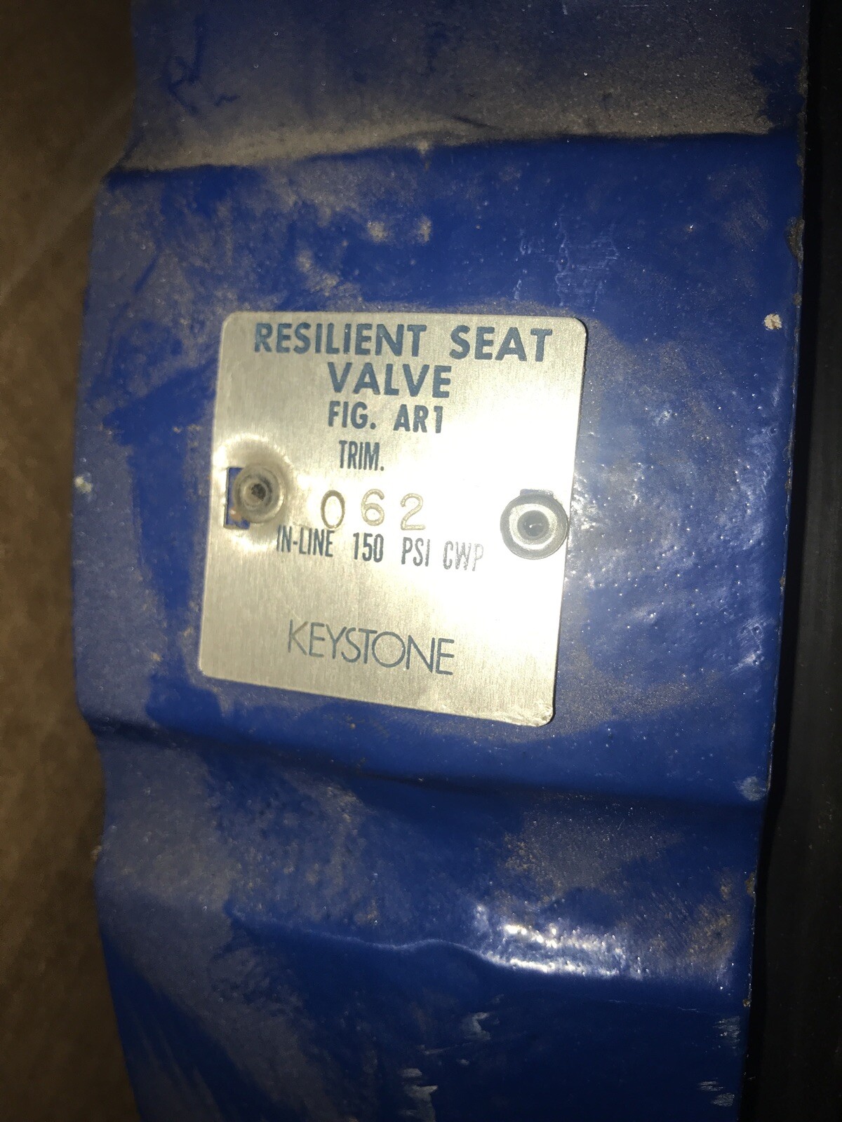 Keystone Valve & Pnuematic Positioner AR1 Trim 062 Inline 150 PSI CWP ...