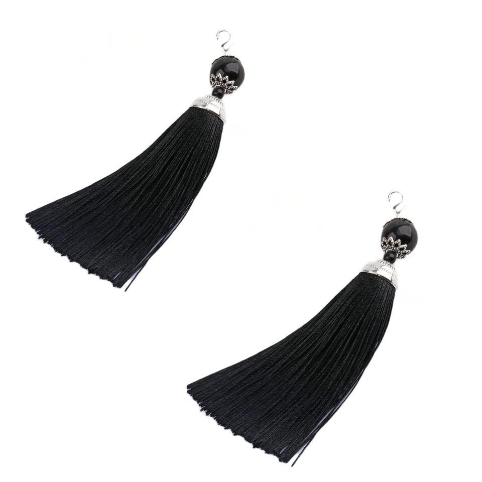 Large Key Tassels 11cm Long Pack Silky Bead Cushion Curtain Craft ...