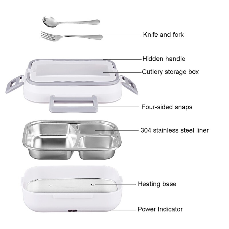 2 in 1 Electric Lunch Heating Box Portable Food Warmer Container 12V ...