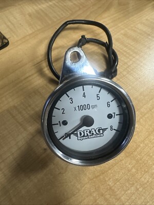 Drag Specialties 8000 rpm Chrome Electronic Tachometer 2.4" Harley ...