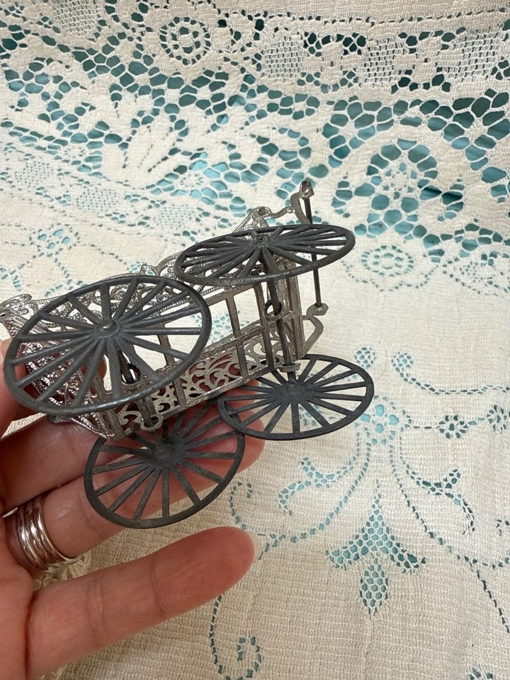 Antique Miniature 3 1/2” German Soft Metal Carriage with Bisque Baby | eBay