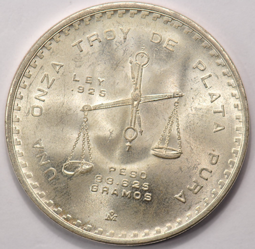 1980 Mexico 1 Onza Silver Casa De Moneda .925 - 33.625g Troy Ounce C2 ...