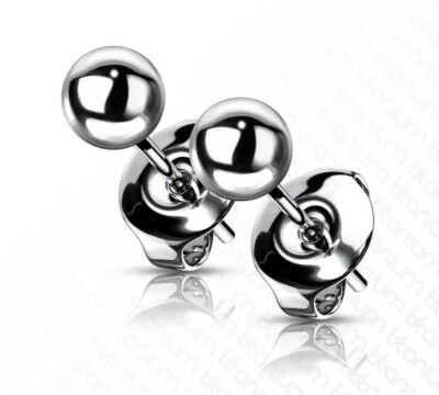 Pair of Implant Grade Titanium Polished Ball End Post Stud Earrings | eBay