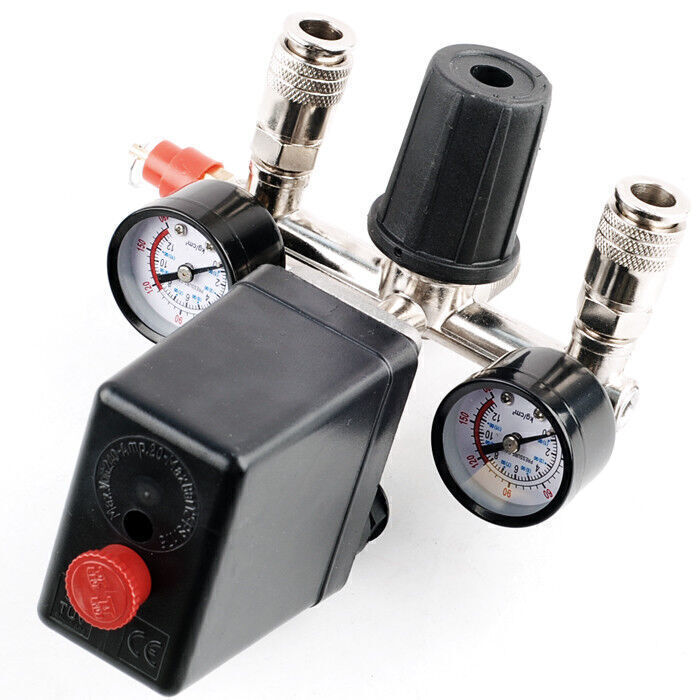 Air Compressor Pressure Control Switch with Valve Gauges Regulator | eBay
