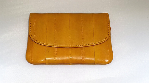 Lee Sands Genuine Eel Skin Leather - Card Coin Purse Wallet (Pumpkin ...