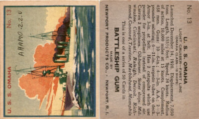 R20 Newport Products, Battleship Gum, 1930's Navy, #13 USS Omaha | eBay