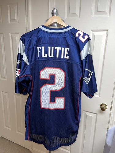 Reebok Doug Flutie NE PATRIOTS #2 Mens NFL Team JERSEY Autographed Sz M ...