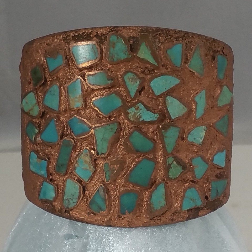 Solid Copper Vintage Bell Trading Post Turquoise Corinthian Cuff ...