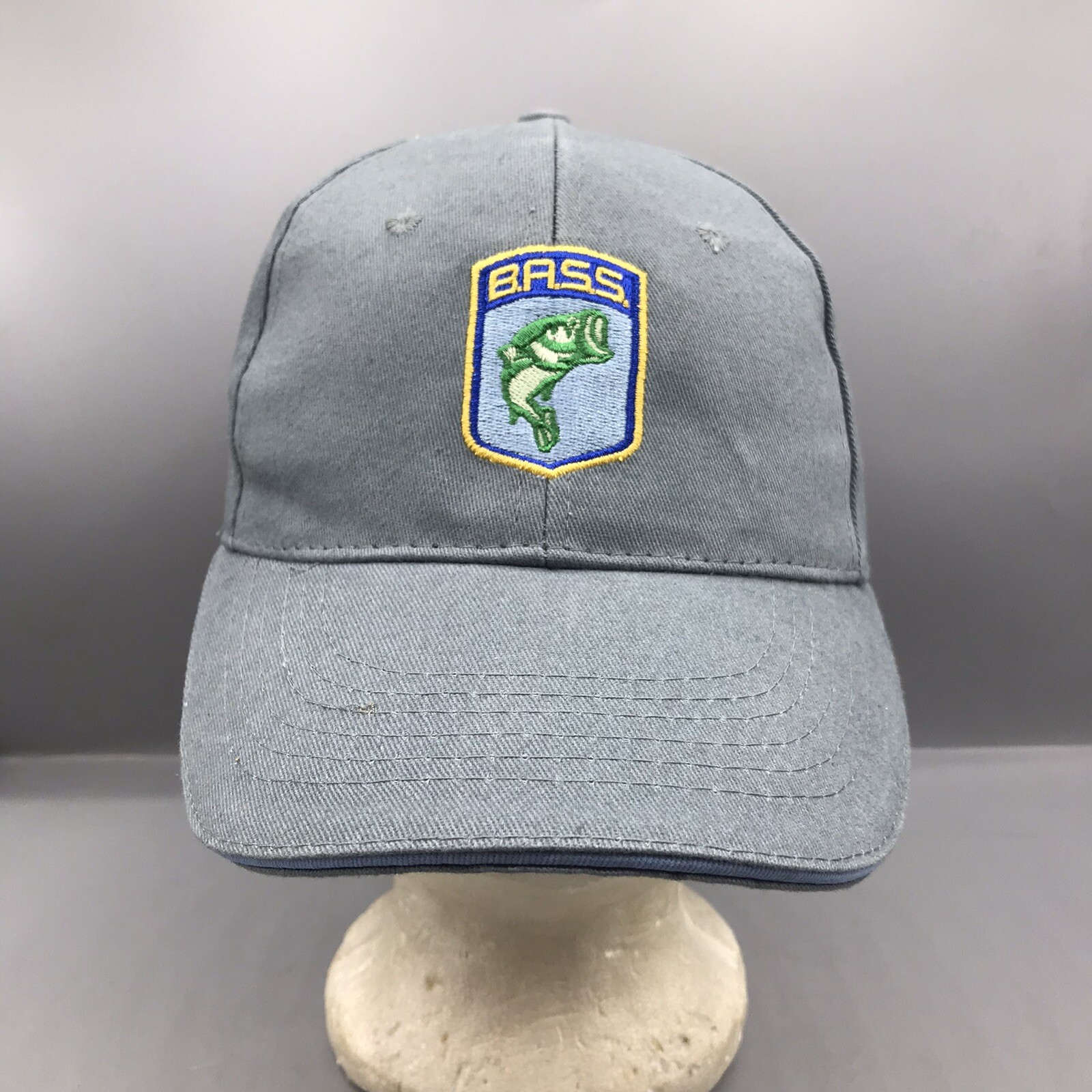 BASSMASTER Hat Baseball Cap Strapback B.A.S.S. Bass Fishing USA Flag ...