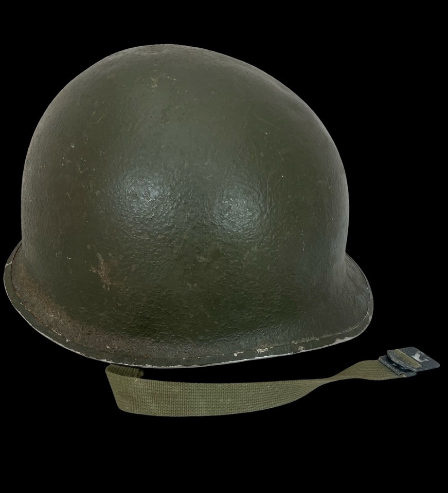 WWII WW2 Original M1 Military Army Helmet Front Seam NCO Rank Marked ...