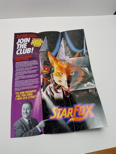 Star Fox Nintendo Power Club 1994 Poster Insert Super Nintendo SNES ...