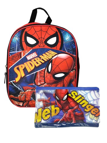 Spider-Man Mini Backpack Marvel Boys w/ Large Zipper 3-Ring Pencil ...