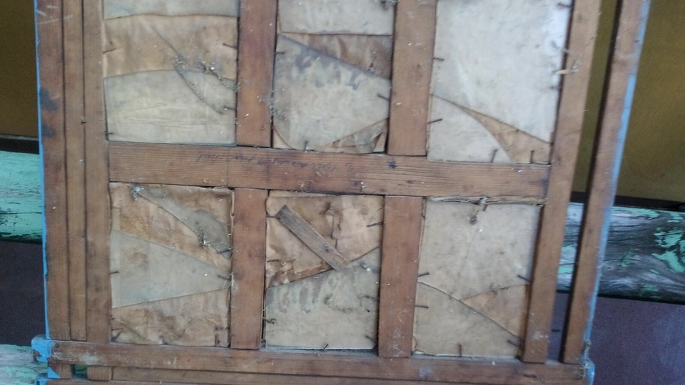 !UNIQUE ANTIQUE OLD PRIMITIVE WOODEN FRAMEWORK HAND CARVING BLUE ...