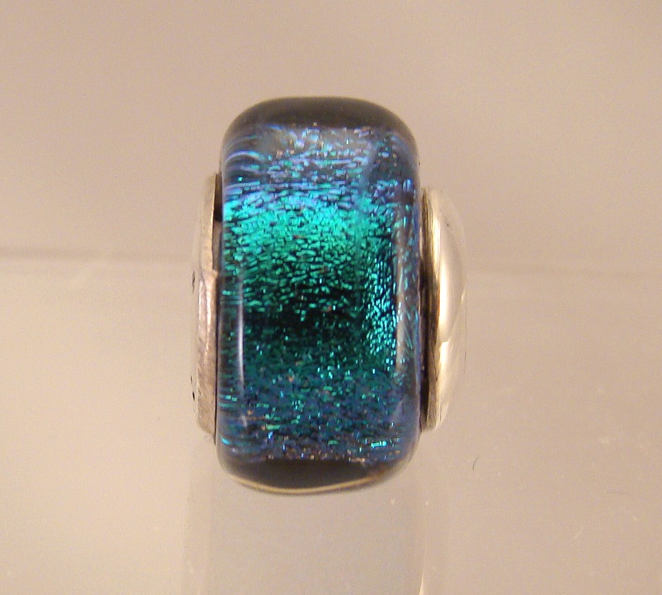 Reflection Beads OG Sterling Turquoise Blue Triangle Dichroic Glass ...