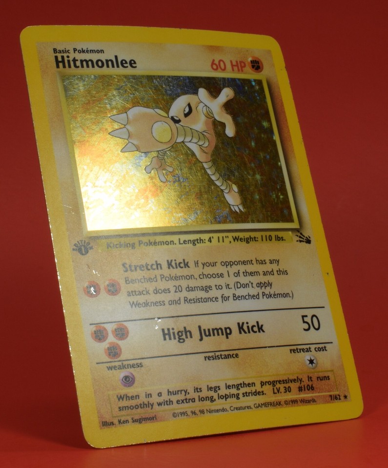 Pokemon TCG English Card Fossil 1st edition Hitmonlee 7/62 Holo Rare | eBay