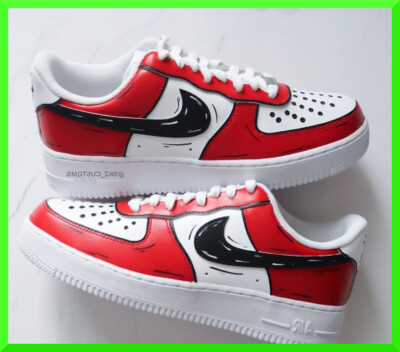 Custom Air Force 1 Black Red Chi Town/Air Force One Custom Sneaker NEW ...