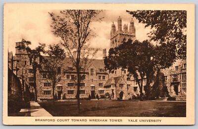 Postcard Branford Court toward Wrexham Tower, Yale University ...