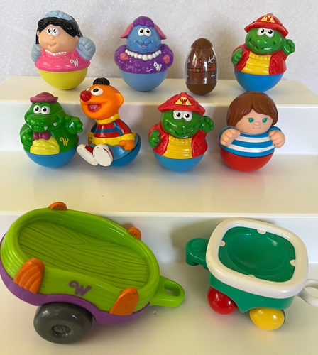 Vintage Weeble Wobble Figures & Wagon, Hasbro & Others, Ernie, Turtle ...