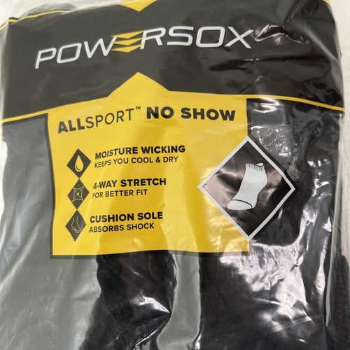 Nwt Powersox AllSport Men’s No Show Socks 12 Pairs Black Sizes 6-12 | eBay