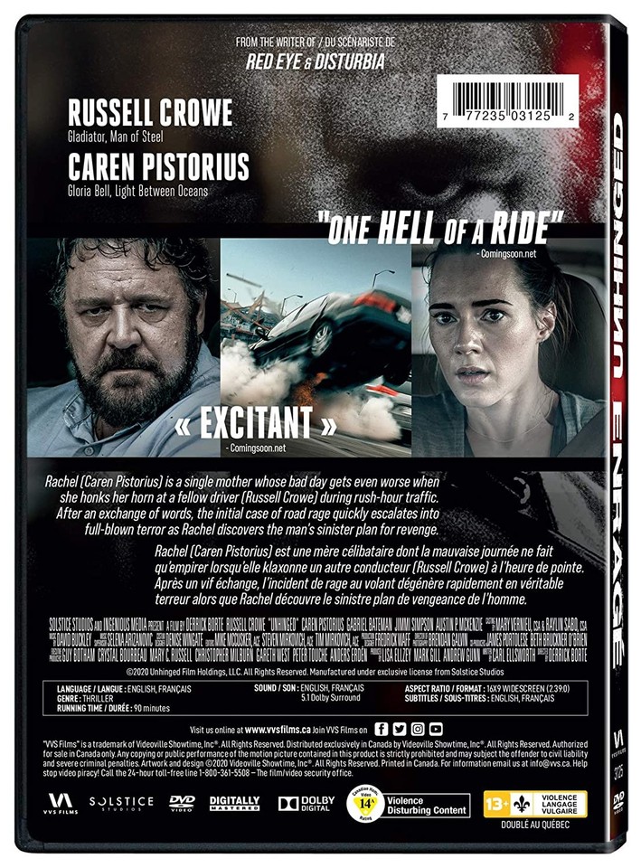 Unhinged (DVD) Russell Crowe Caren Pistorius Gabriel Bateman Jimmi ...