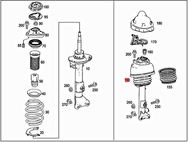 2012 - 2018 MERCEDES Cls550 Front Right Passenger Air Shock Strut OEM ...
